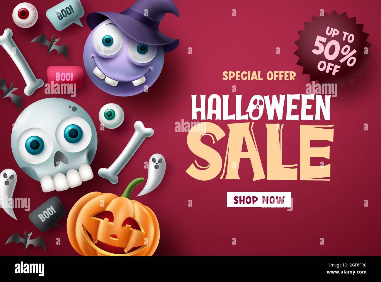 Halloween sale vector banner background design. Halloween special offer ...