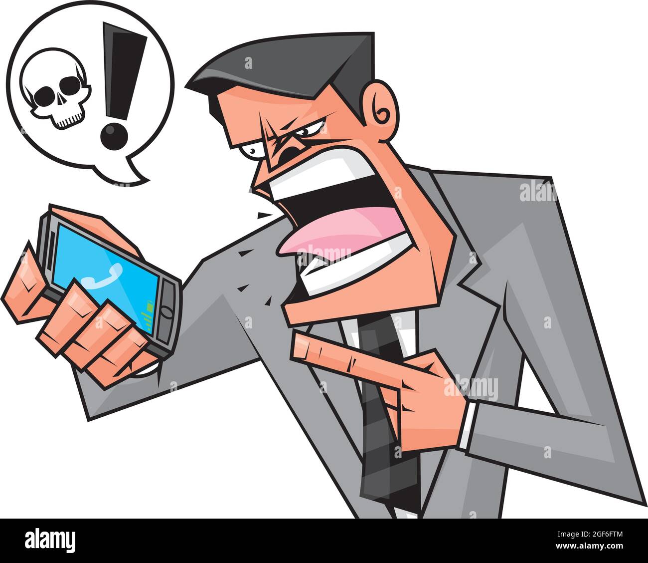 Vector illustration Furious businessman screaming to the phone Stock ...