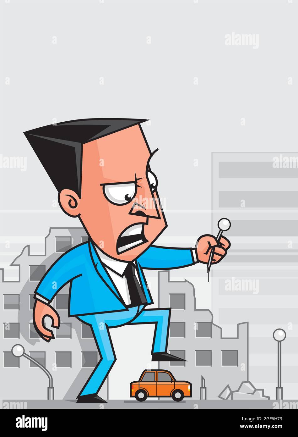 Vector illustration Giant businessman destroying the city Stock Vector ...