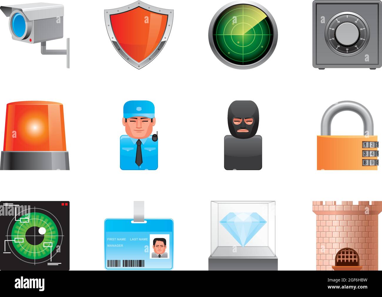 Vector illustrations (EPS 10,includes transparency and mesh) Security icons Stock Vector Image ...