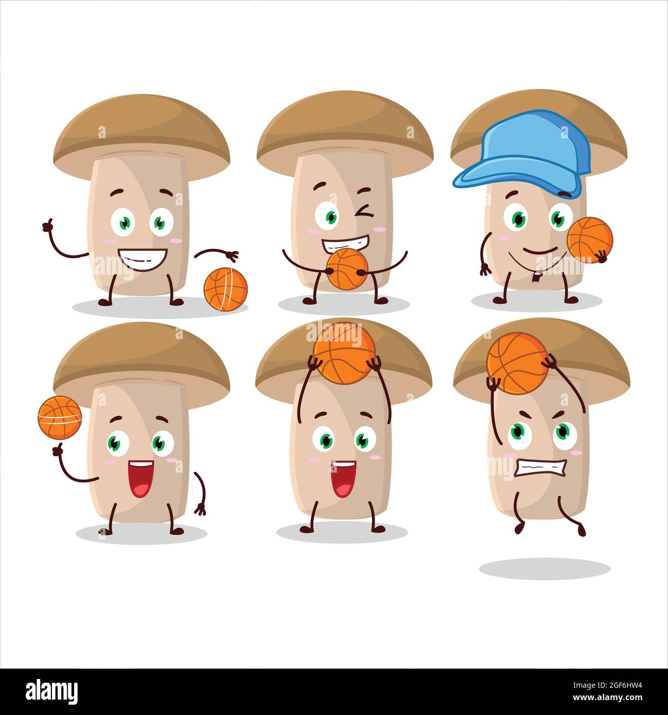 Talented honey fungus cartoon character as a basketball athlete. Vector ...