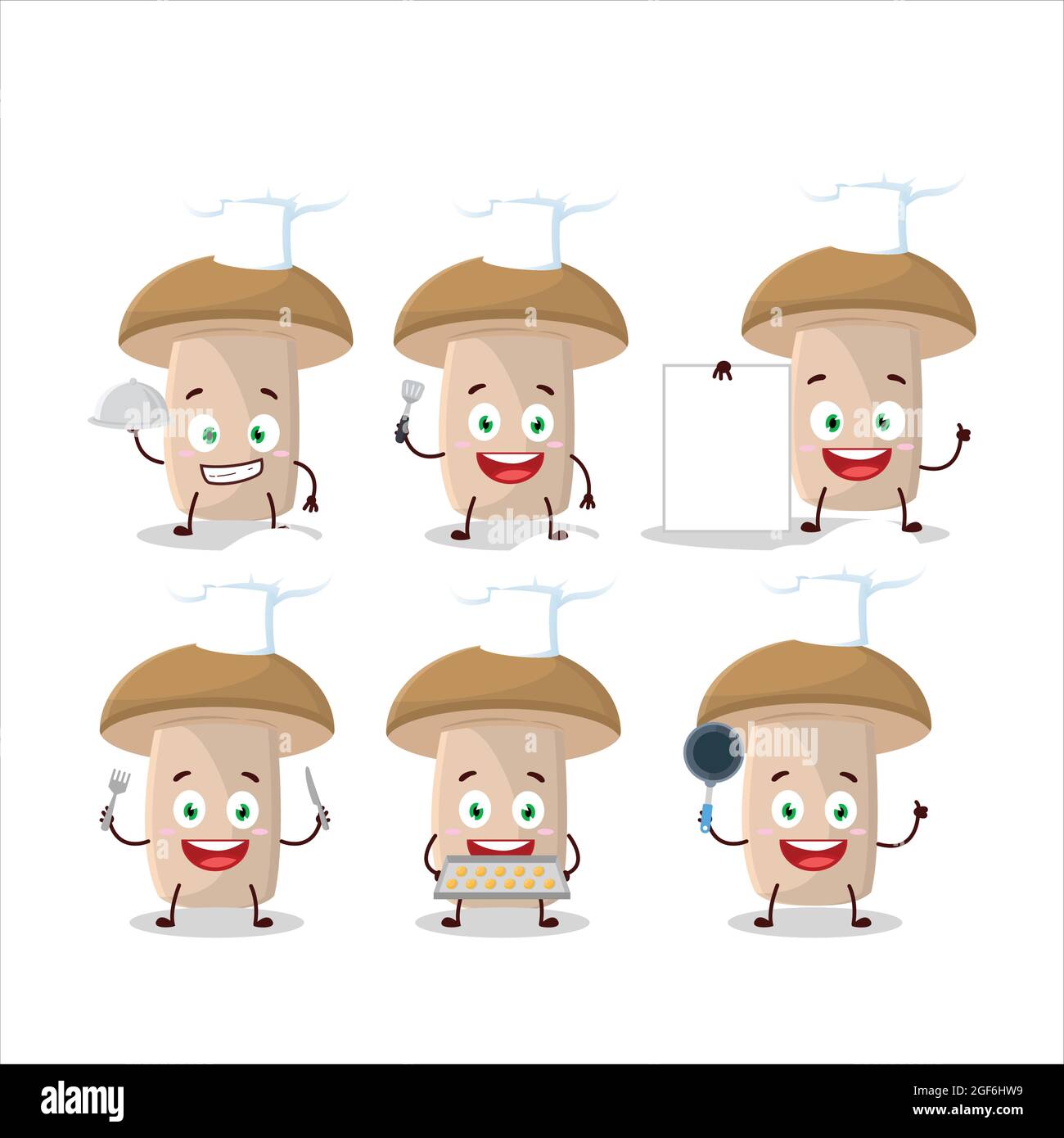 Cartoon character of honey fungus with various chef emoticons. Vector ...
