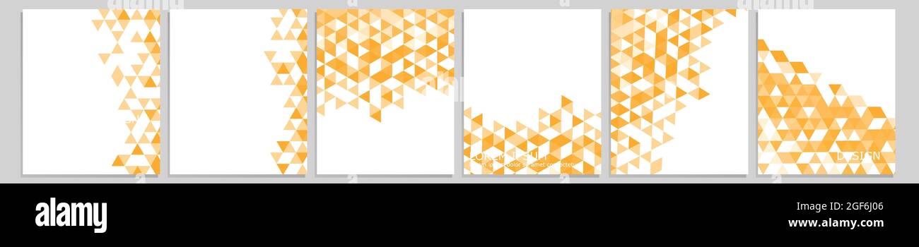 Set of vector cover notebook design. Abstract orange minimal triangles ...