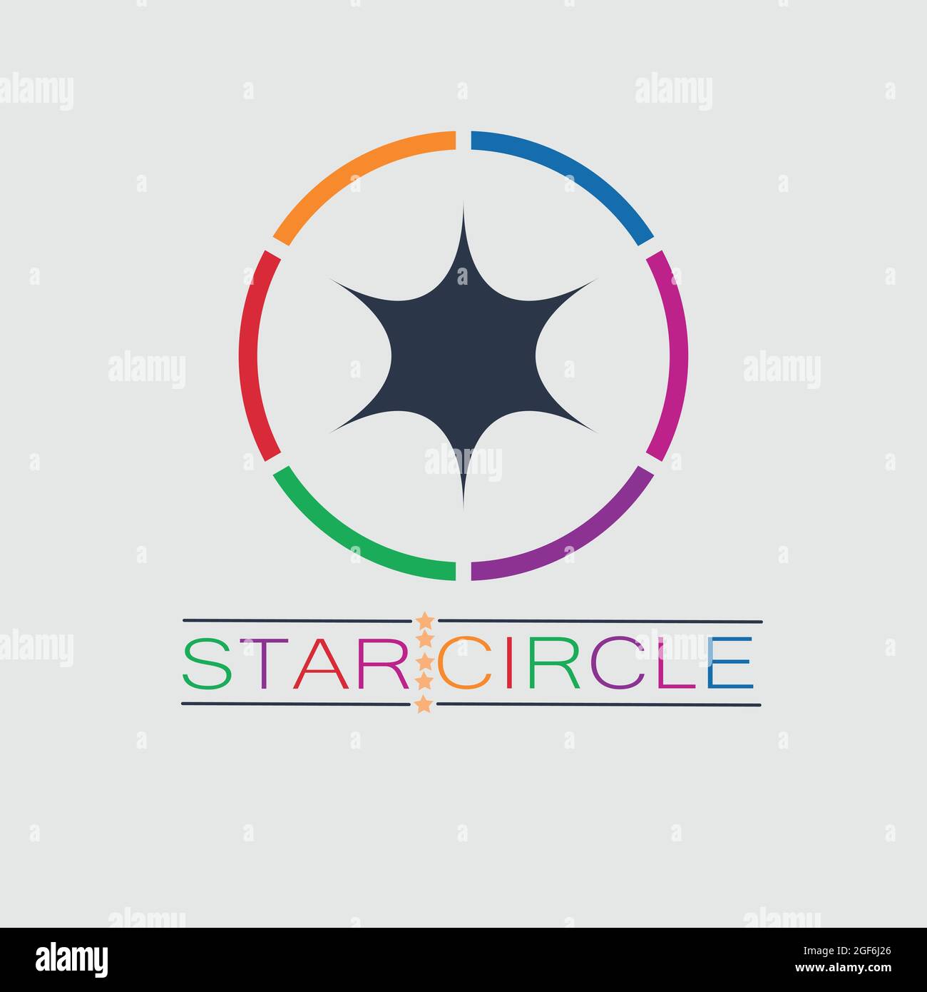 Vector illustration of abstract star circle text Logo Design on white ...