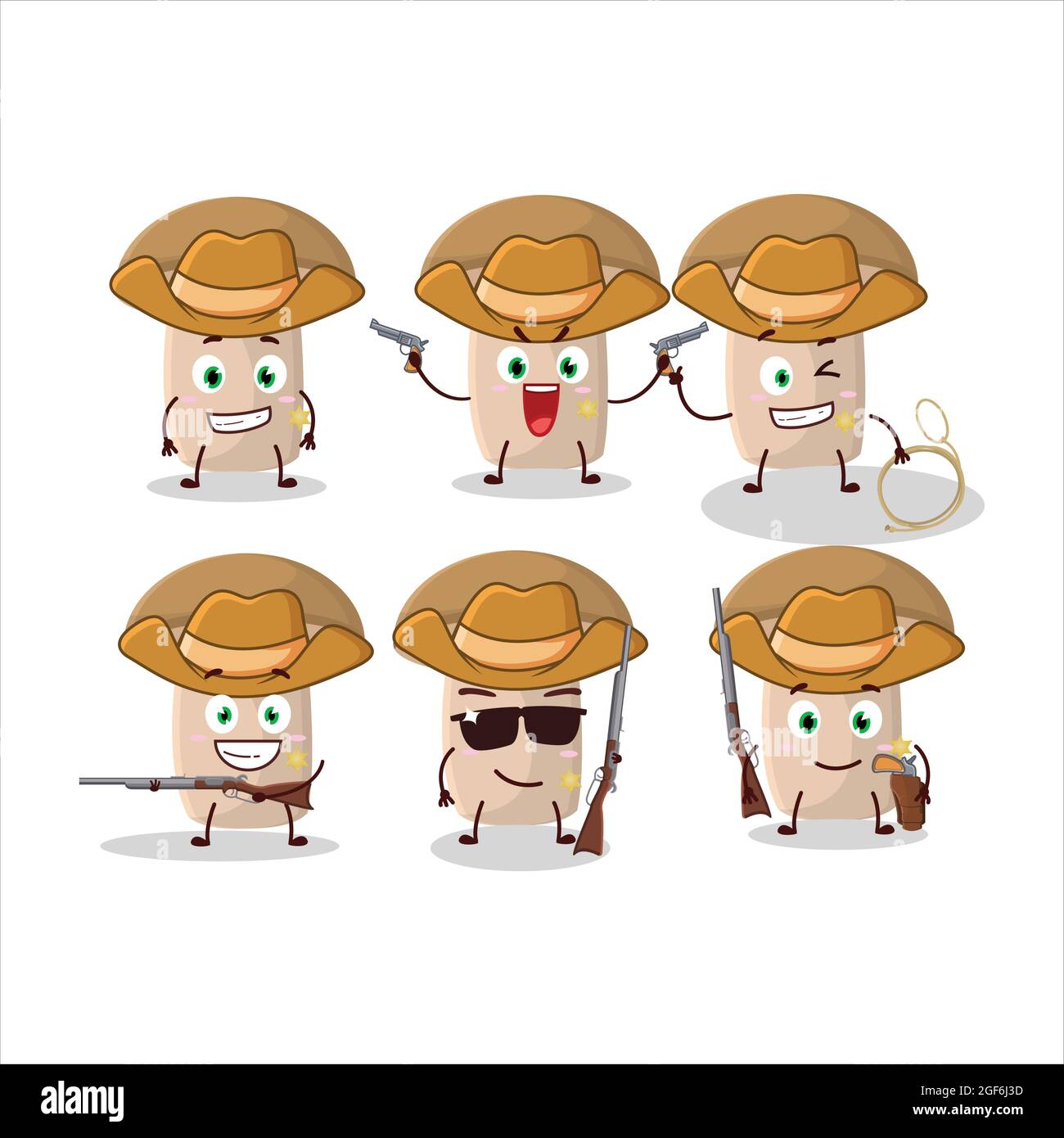 Cool cowboy honey fungus cartoon character with a cute hat. Vector ...