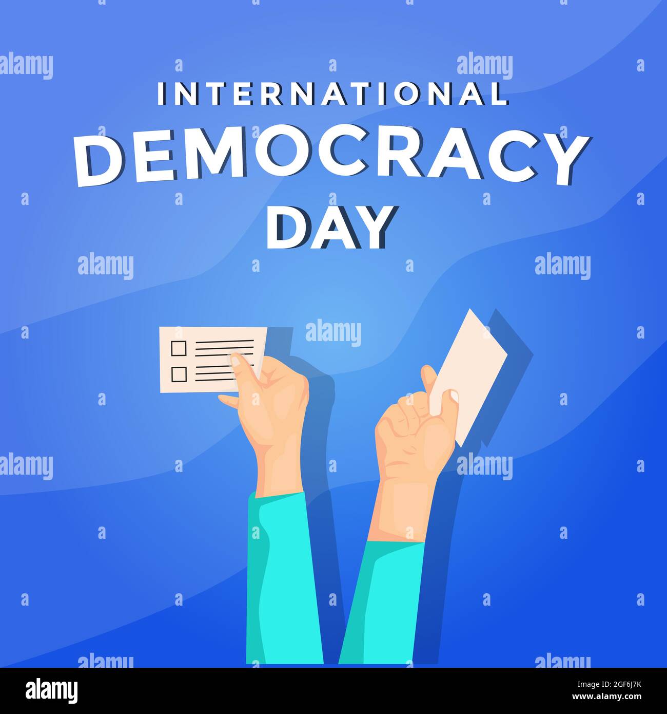 International democracy day with hands holds the paper vote. banner ...