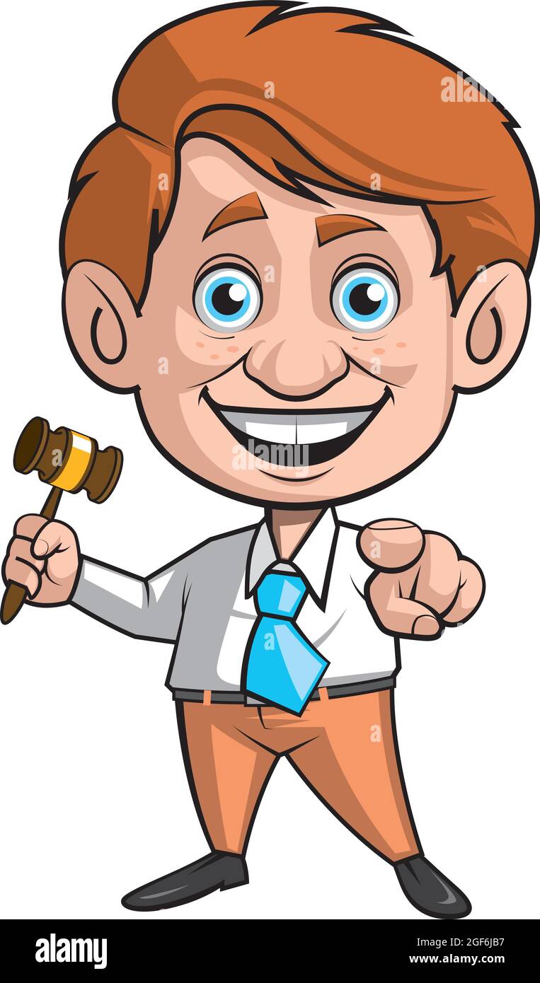 Isolated illustration of Auction man with the gavel and pointing to the ...
