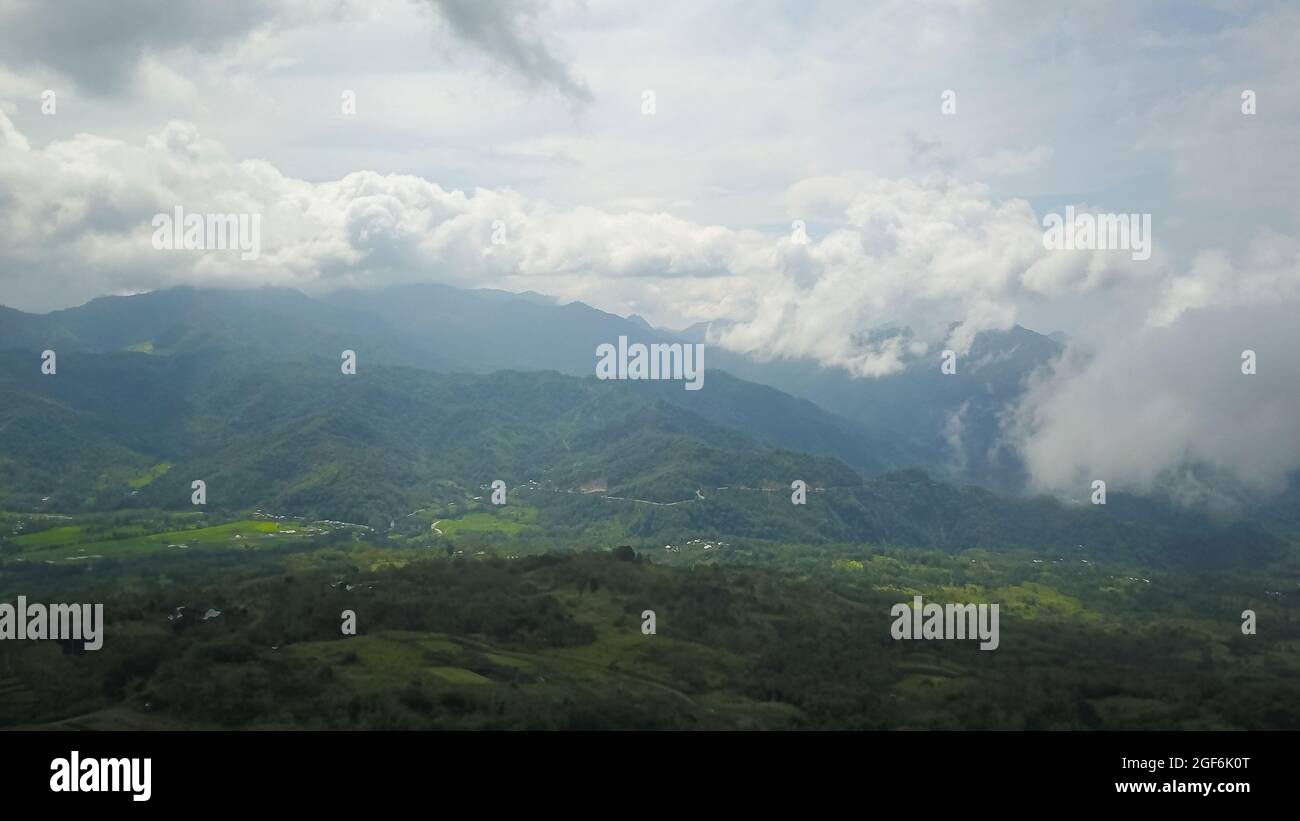 Aerial view of hills in Ende Flores with clouds Stock Photo - Alamy