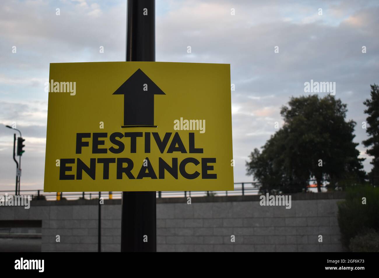 Sign: Festival Entrance with copy space Stock Photo - Alamy
