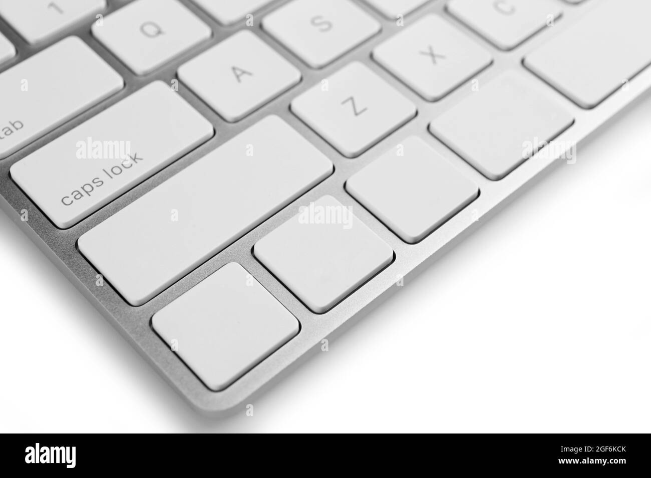 White keys of computer keyboard on white background, closeup Stock ...