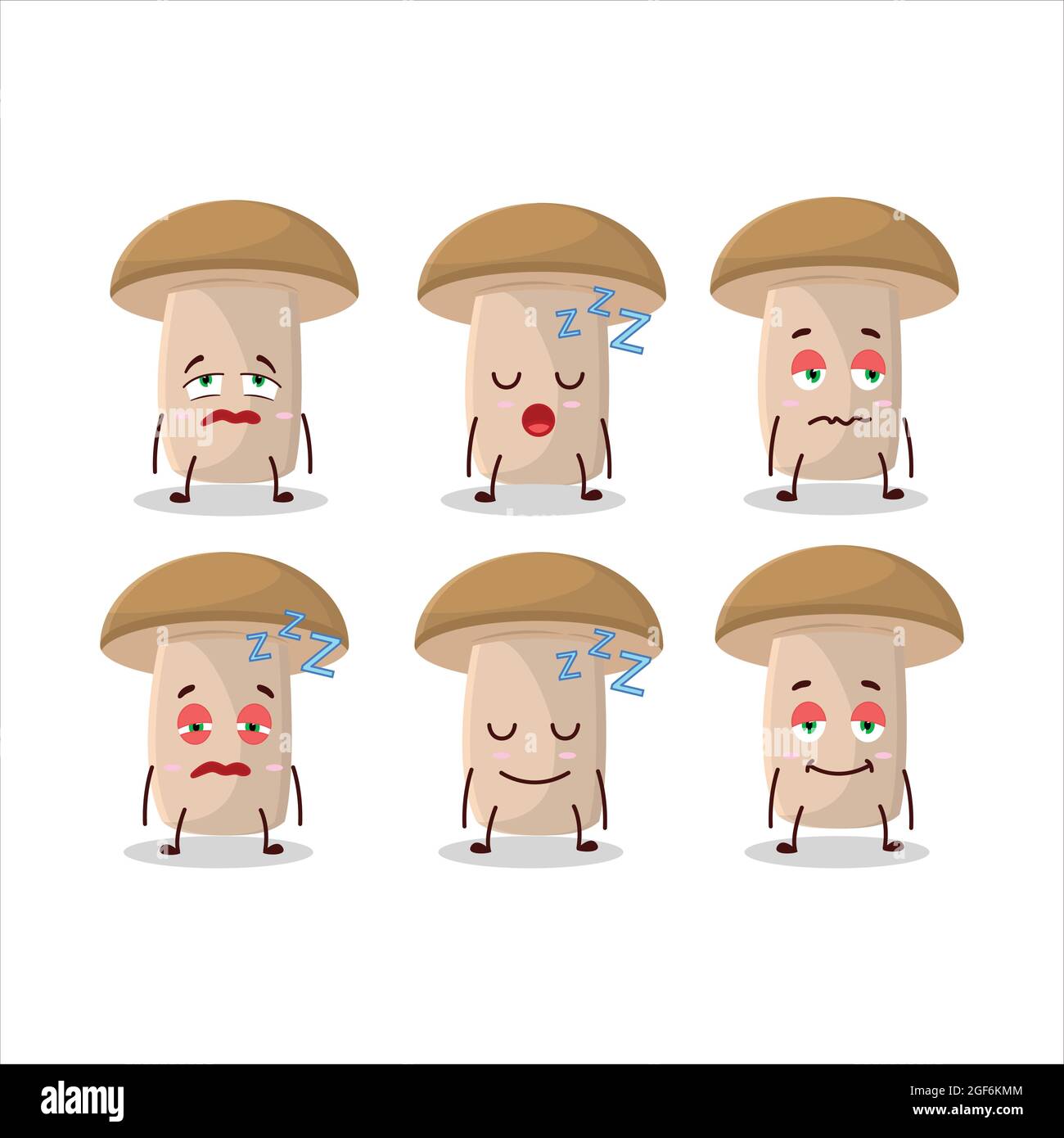 Cartoon character of honey fungus with sleepy expression. Vector ...