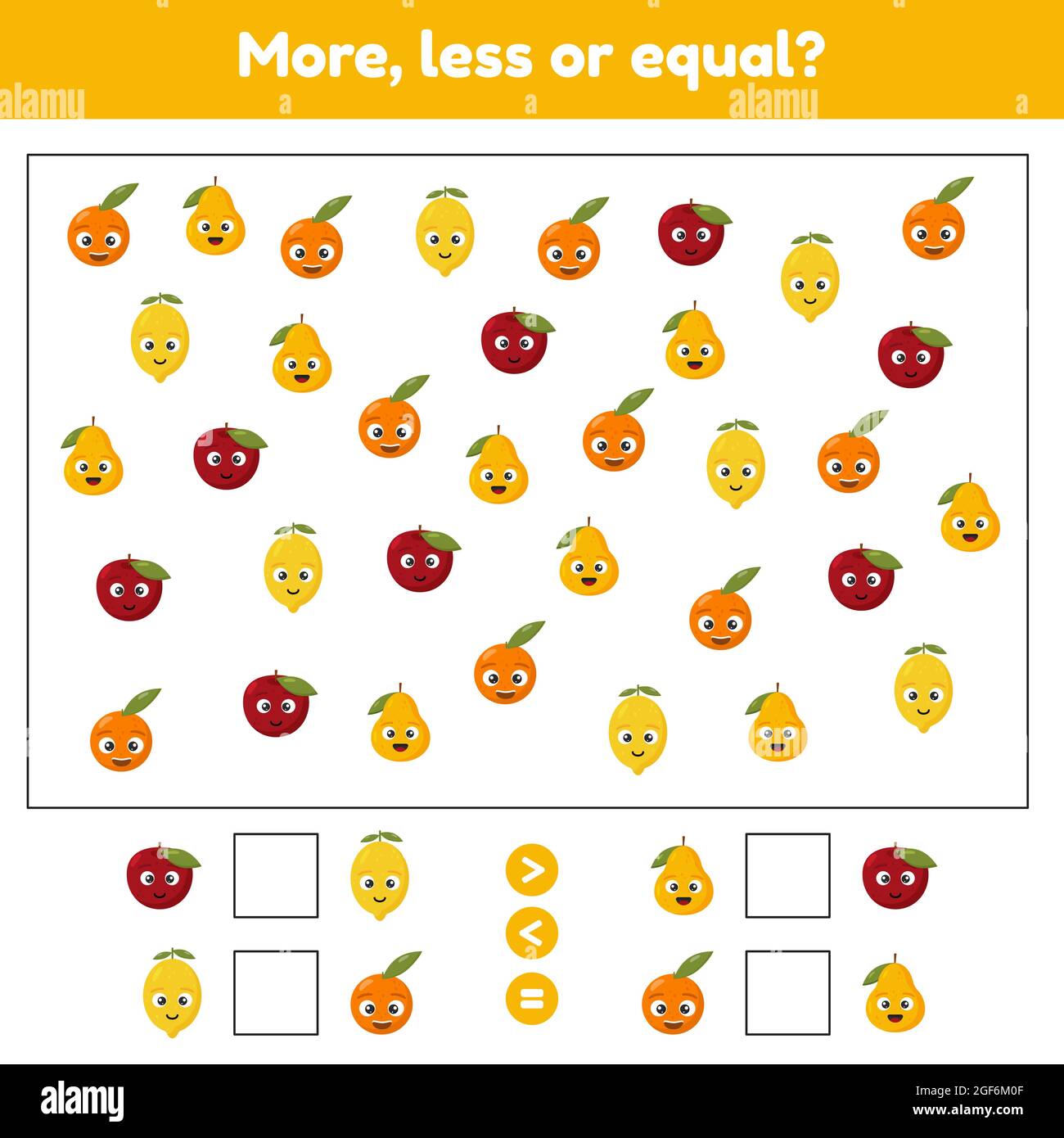More, less or equal. Educational math game for kids preschool and ...