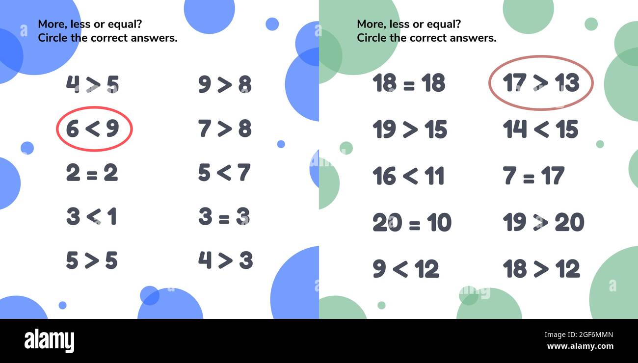 True or false. More, less or equal. Educational math game for kids ...
