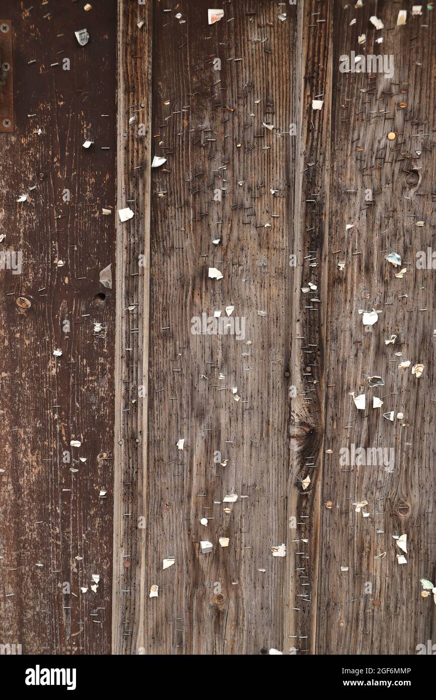 an empty bulletin board made of old wooden boards Stock Photo - Alamy