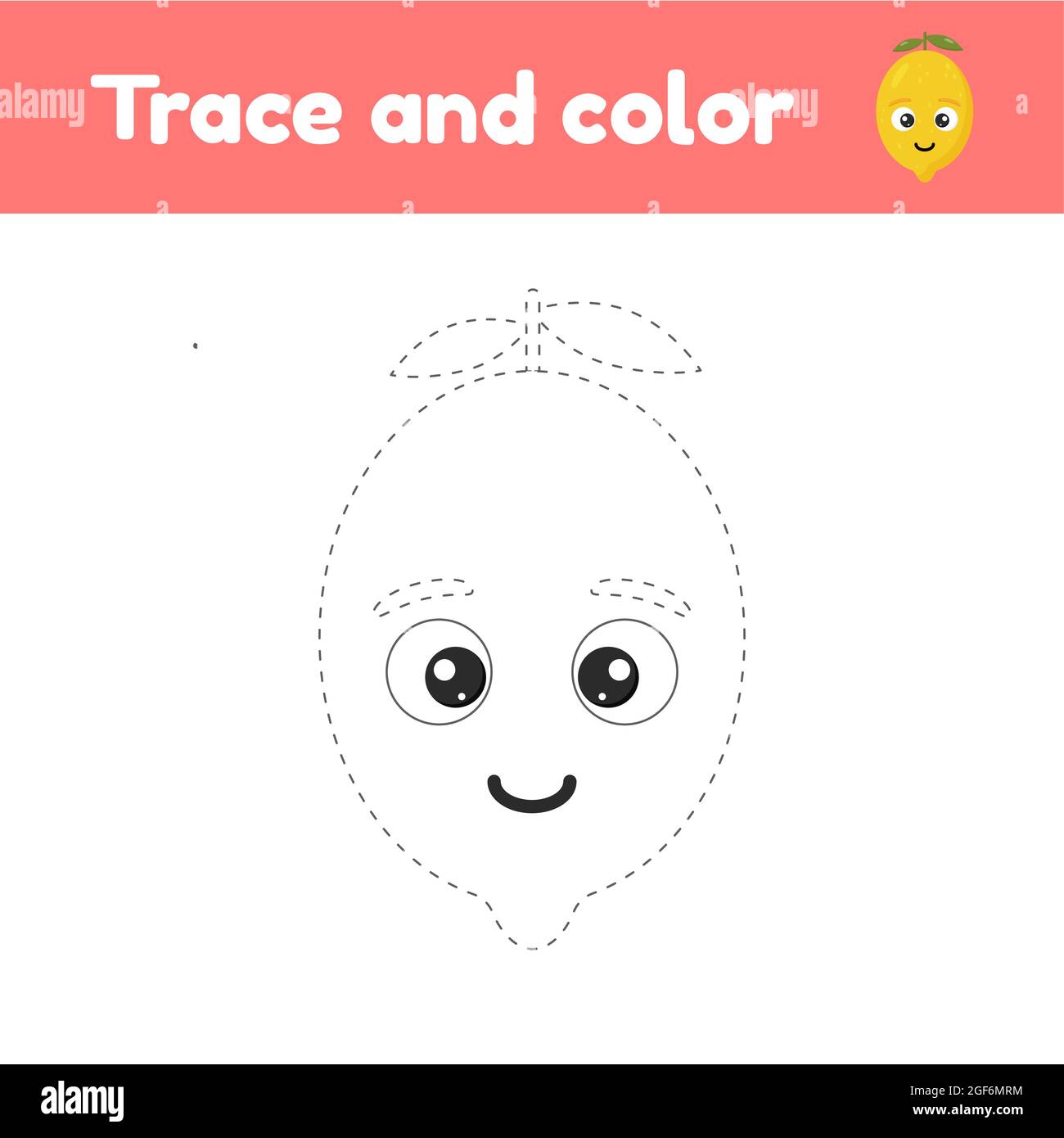 Coloring book with cute fruit a lemon. For kids kindergarten, preschool ...