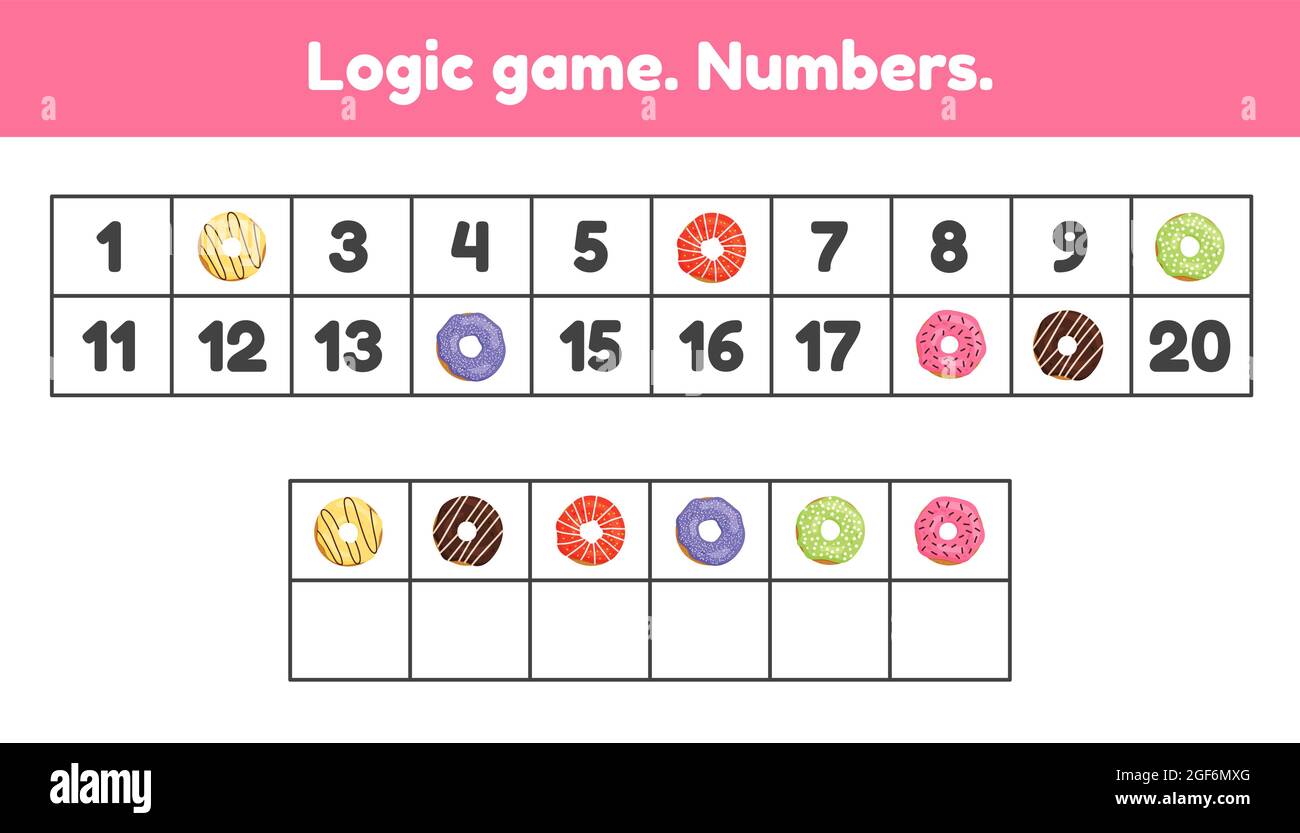 Vector illustration. Logic game. What numbers are missing. Worksheet ...