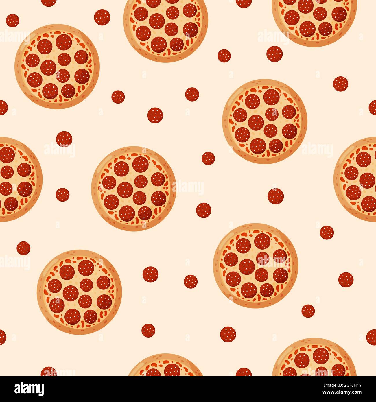 Seamless pattern with pizza pepperoni. Italian fast food. Vector ...