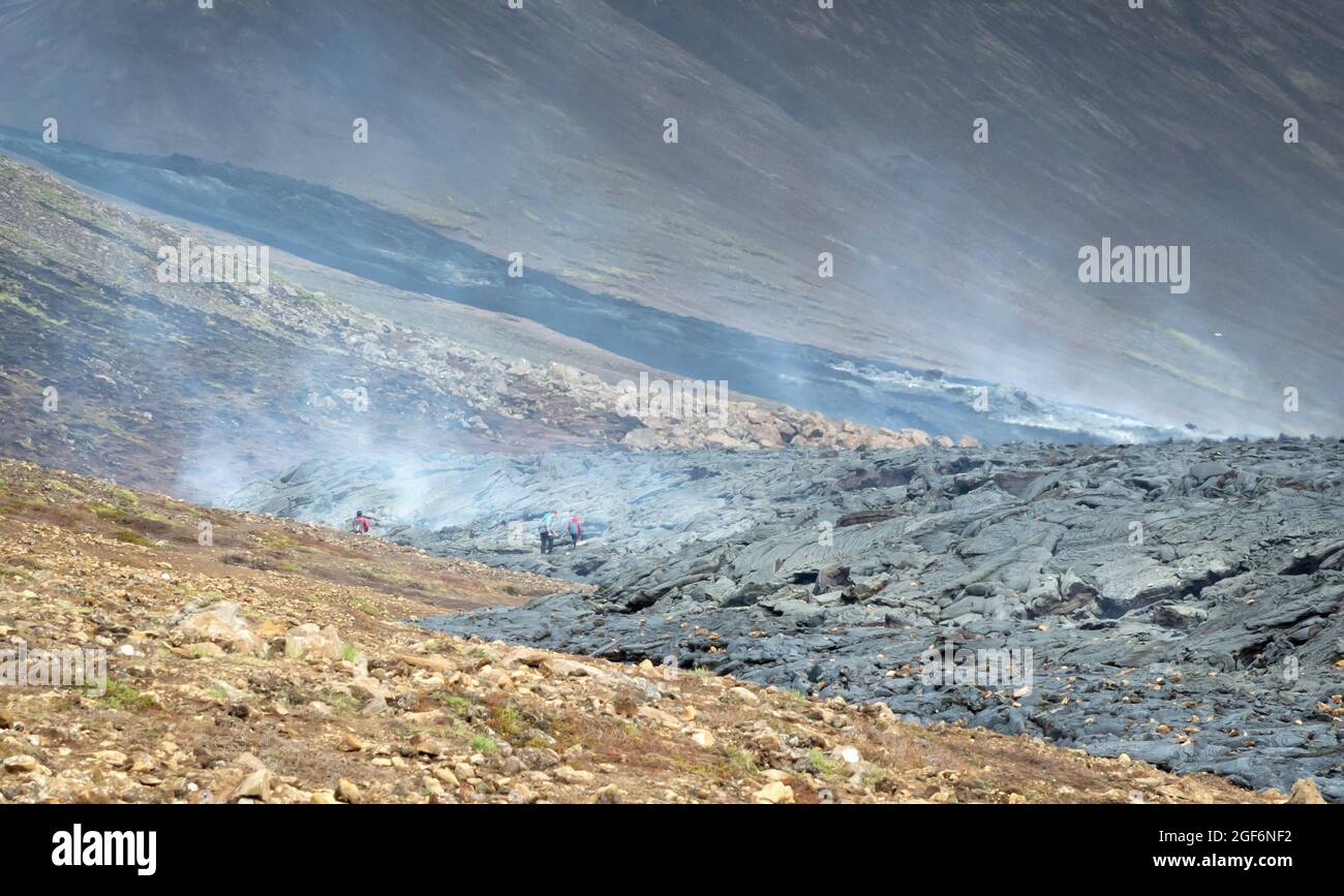 Grindavik, Iceland - July 26, 2021: A unique natural attraction. People ...