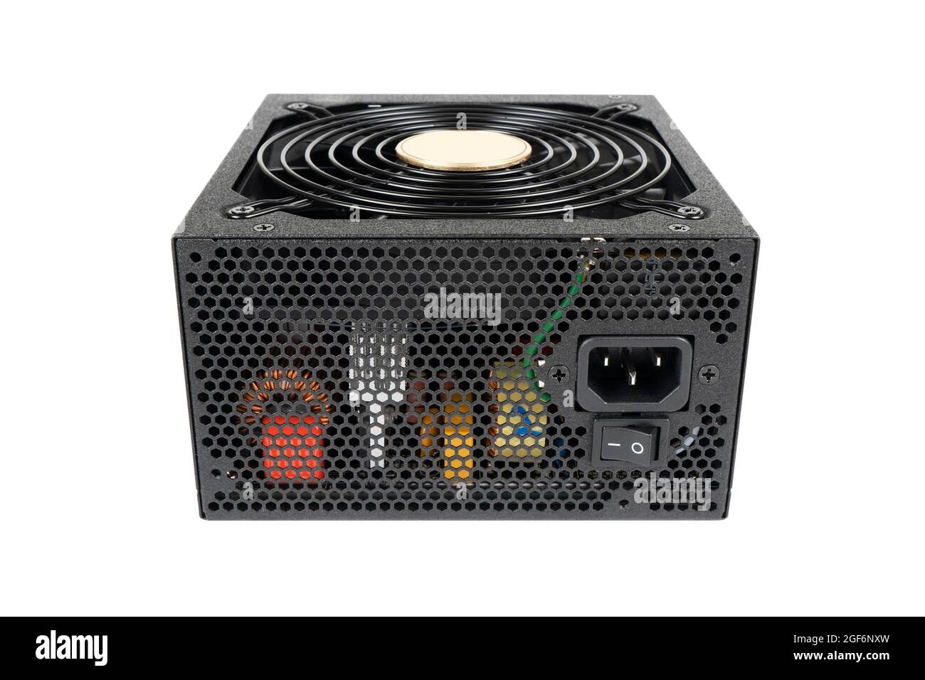 Front view computer AC power supply unit isolated on white background ...