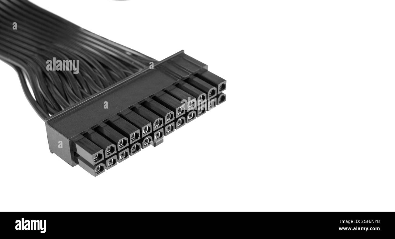 Top view computer power cable isolated on white background. Hardware ...