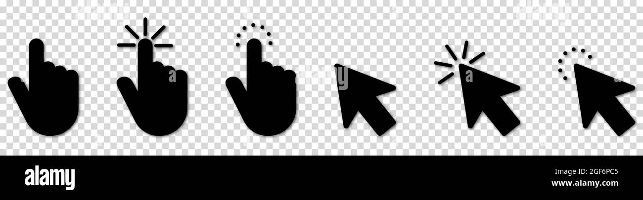 Hand click icon set. Vector pointer icons isolated on transparent ...