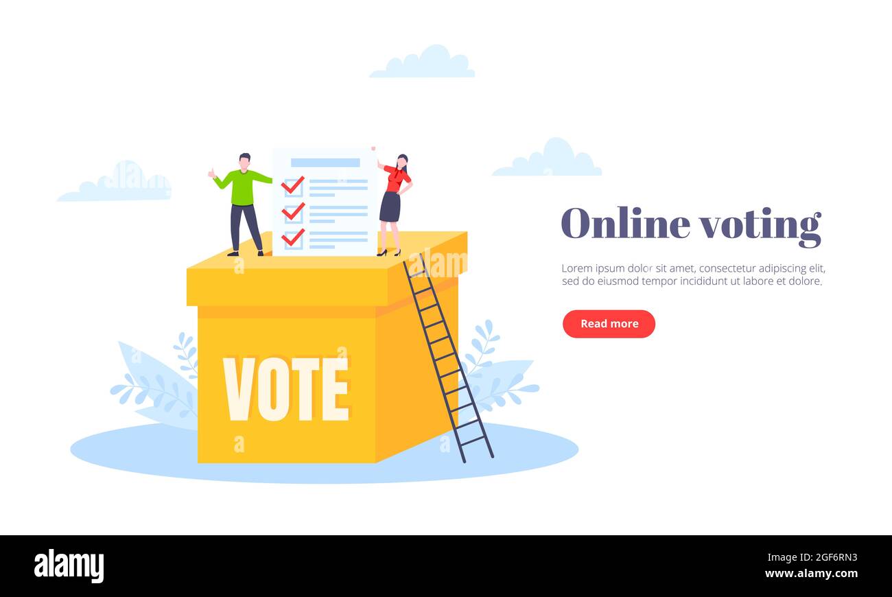 Online voting concept flat style design vector illustration. Tiny ...