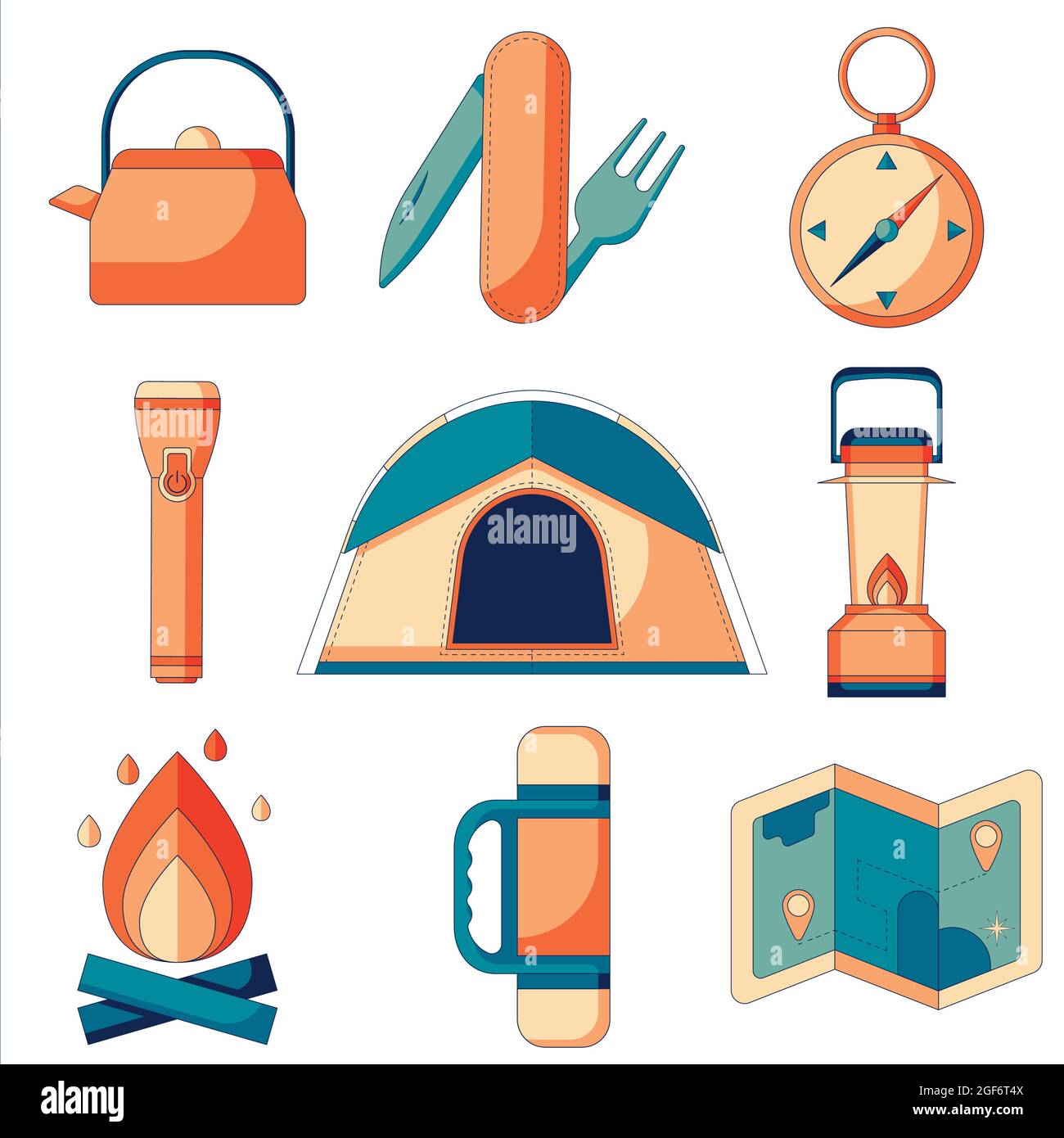 Survival map icon flat hi-res stock photography and images - Alamy