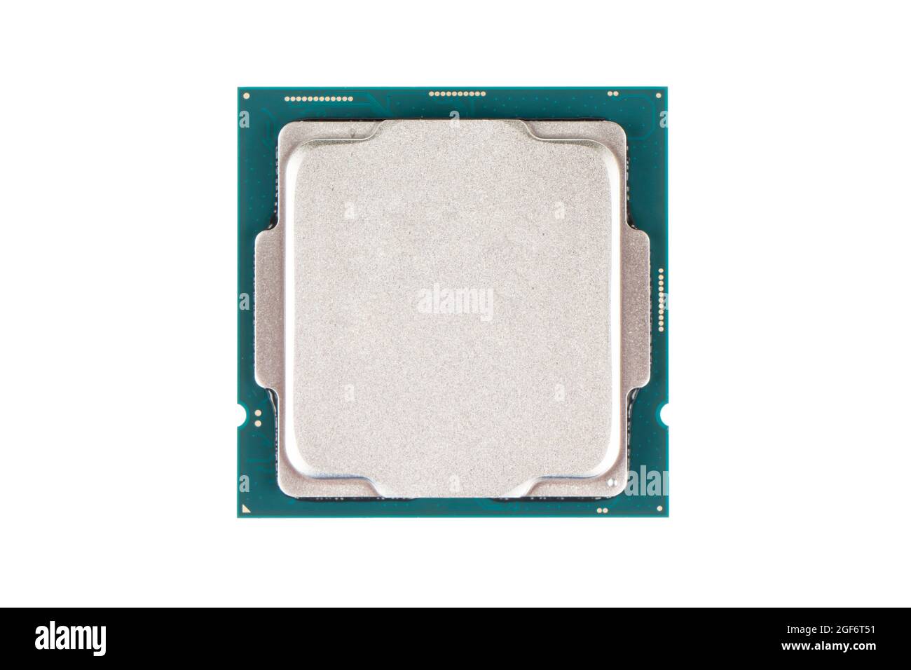 Top view computer processor isolated on white background. CPU. Central processor unit. Computer ...