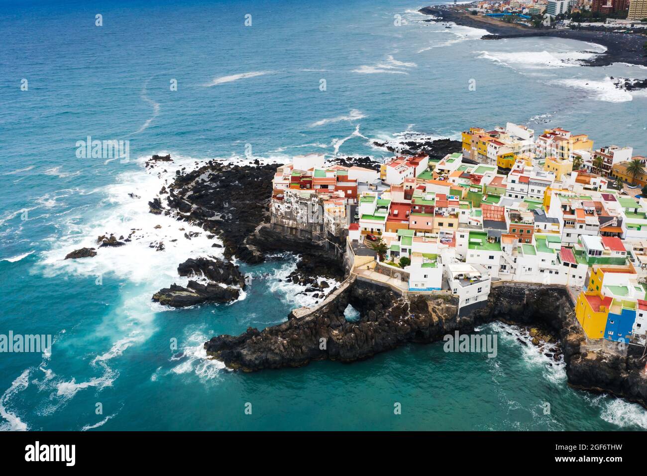View of Punta Brava small town near Puerto de la Cruz city on Tenerife ...
