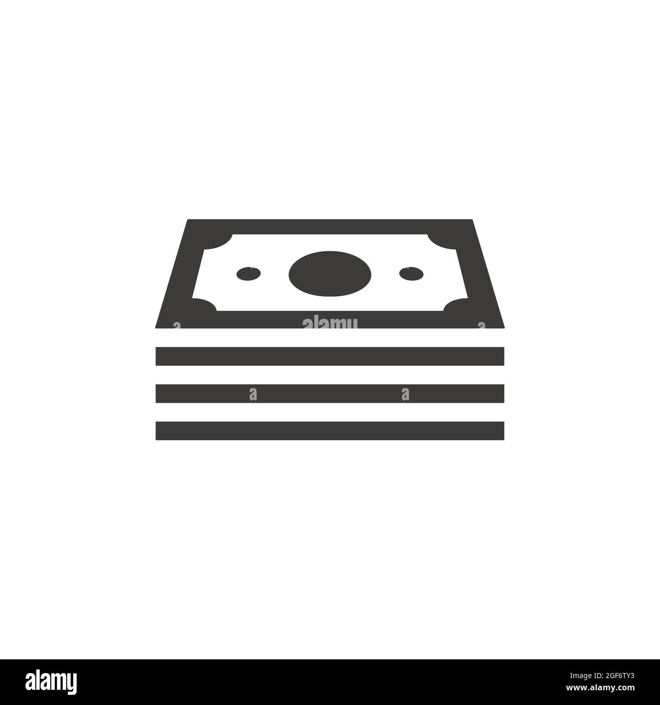Money stack black vector icon. Finance cash symbol, pile of banknotes ...