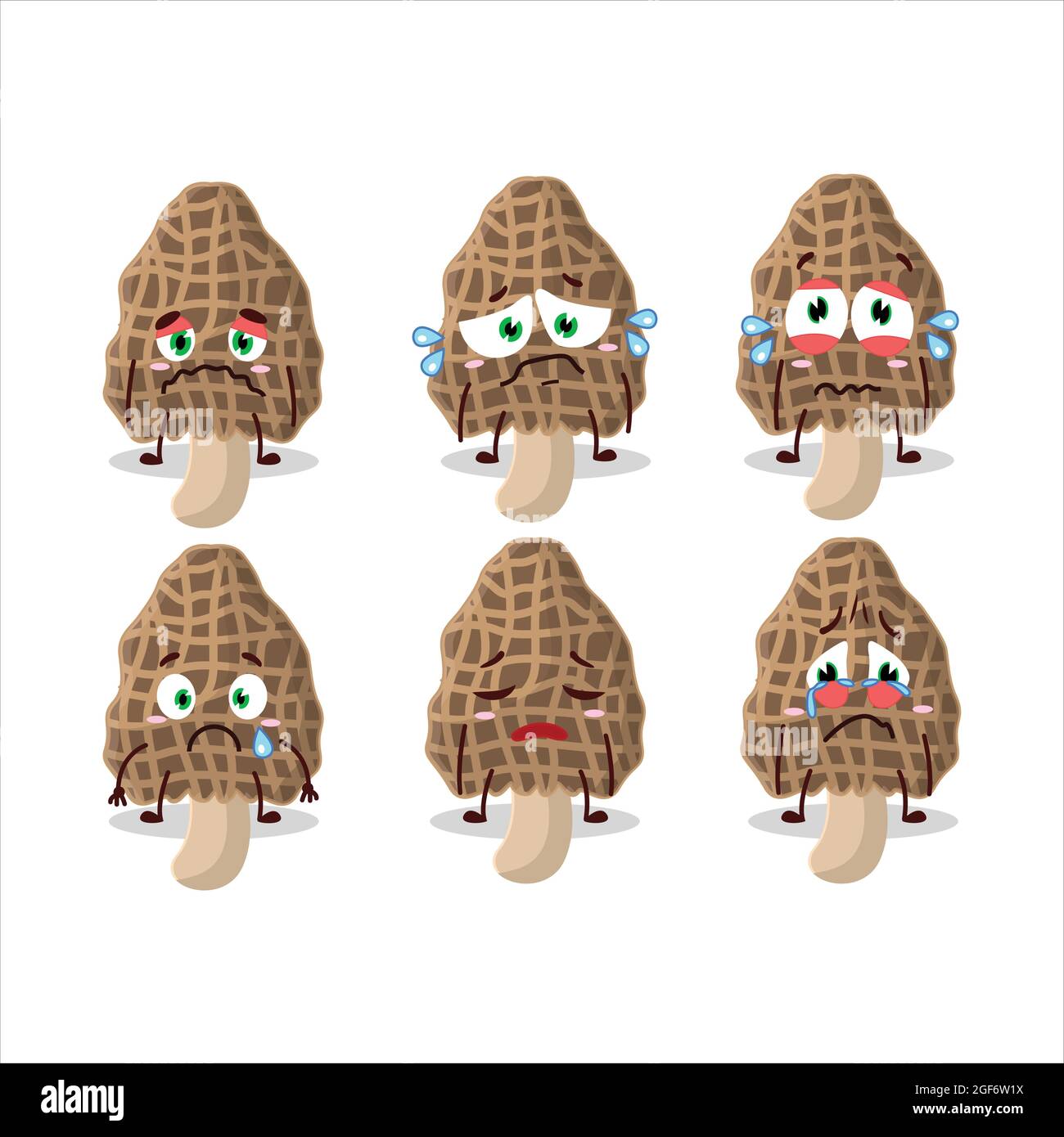 Morel cartoon in character with sad expression. Vector illustration ...