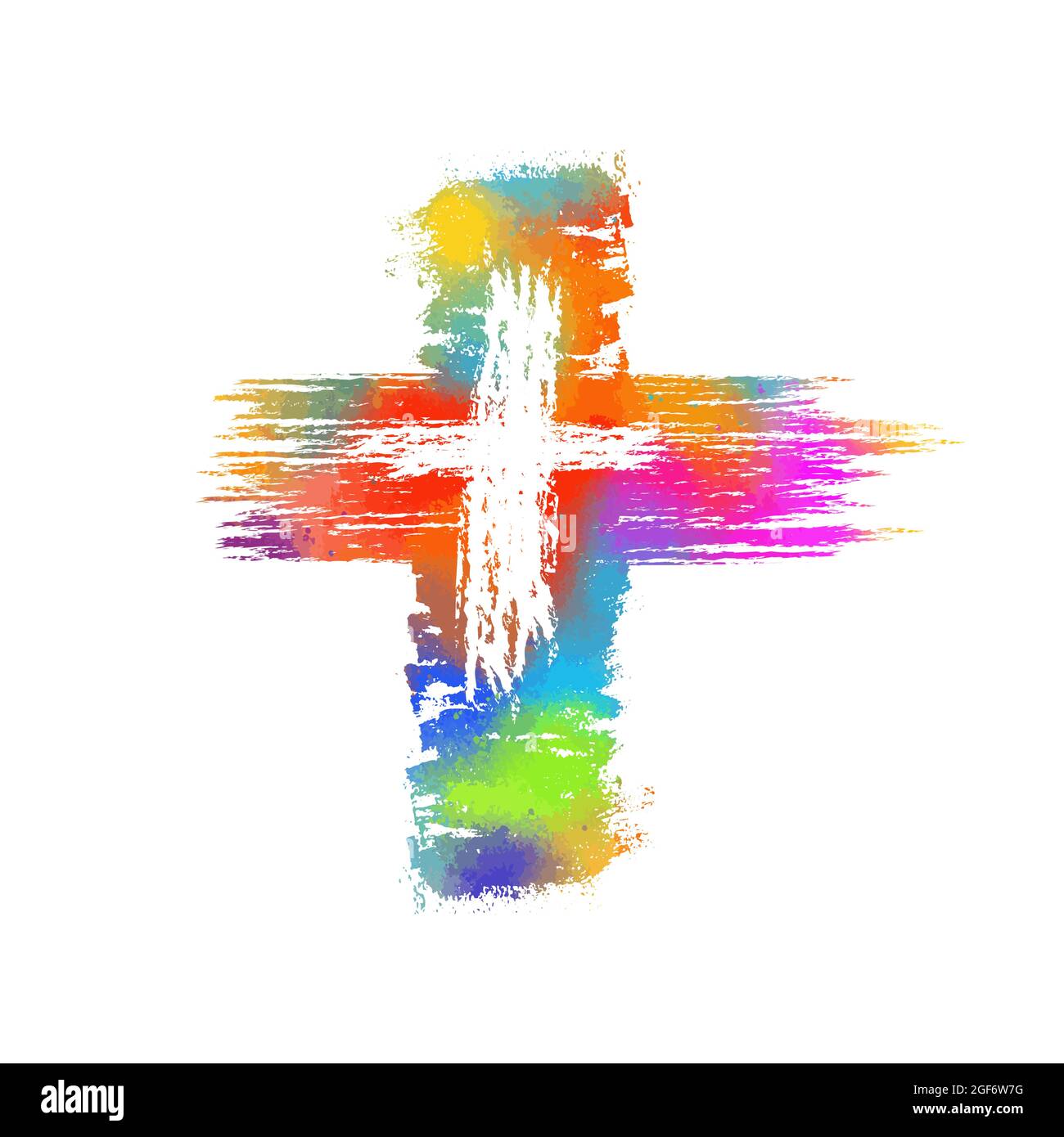 Multi-colored cross. Cross made of rainbow blots. Happy easter. Vector ...