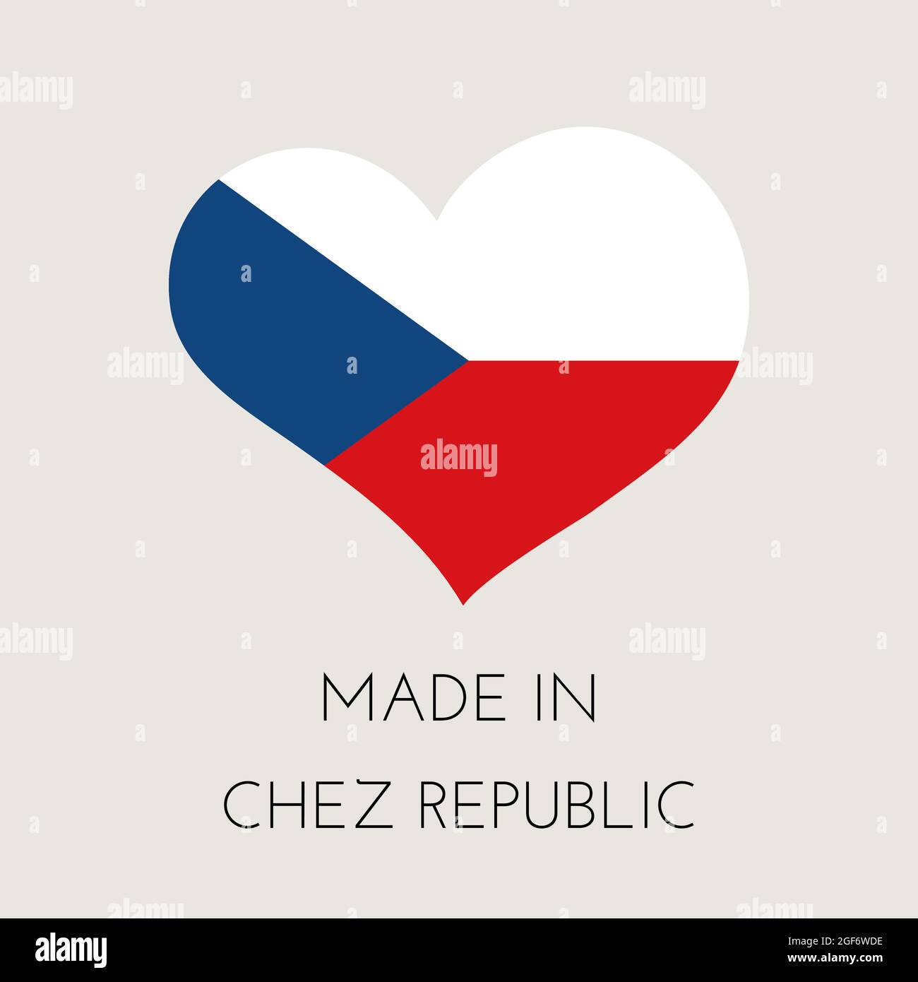 Heart shaped label with Czech flag. Made in Czech Republic Sticker ...