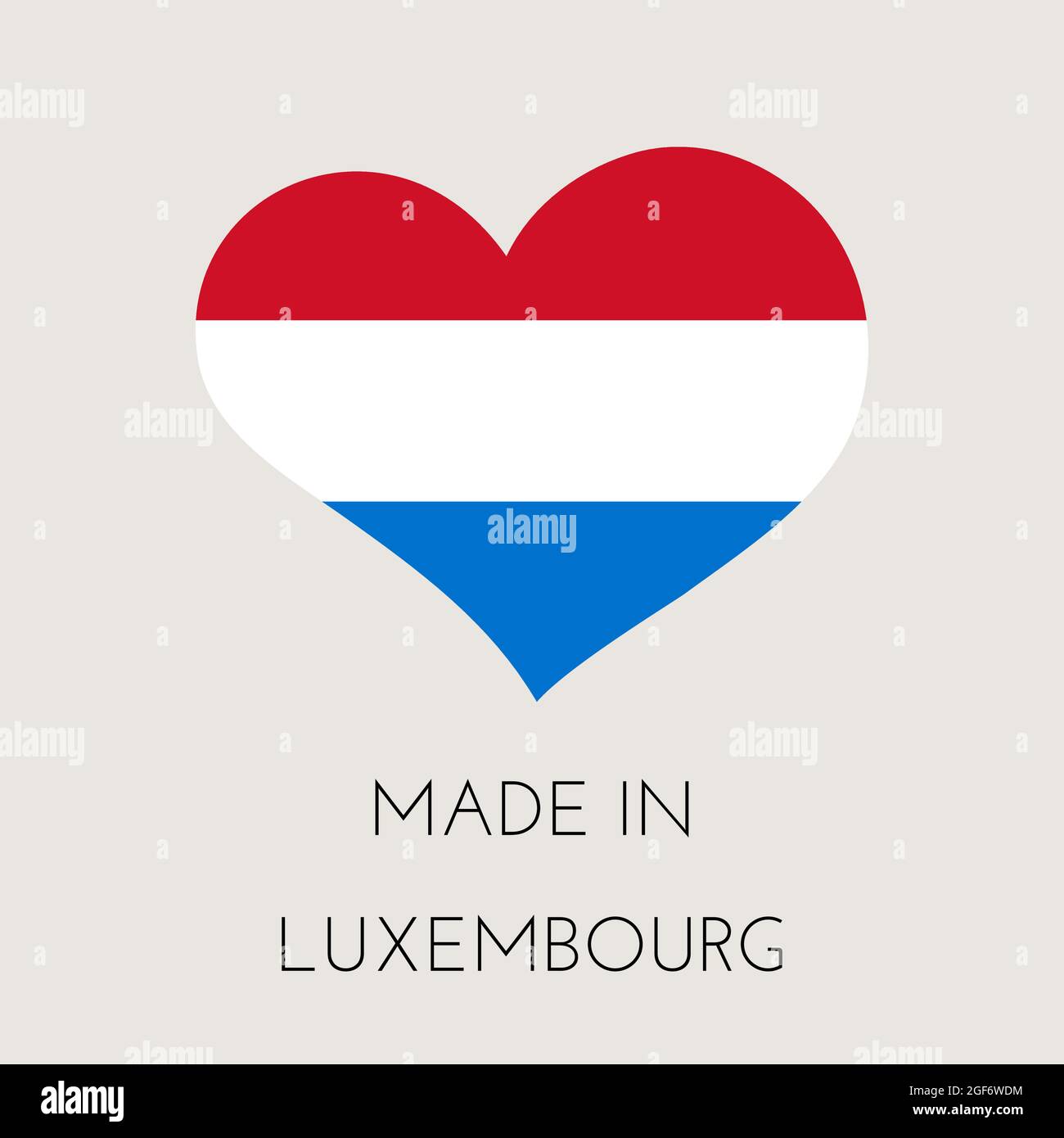 Heart shaped label with Luxembourgish flag. Made in Luxembourg Sticker. Factory, manufacturing ...