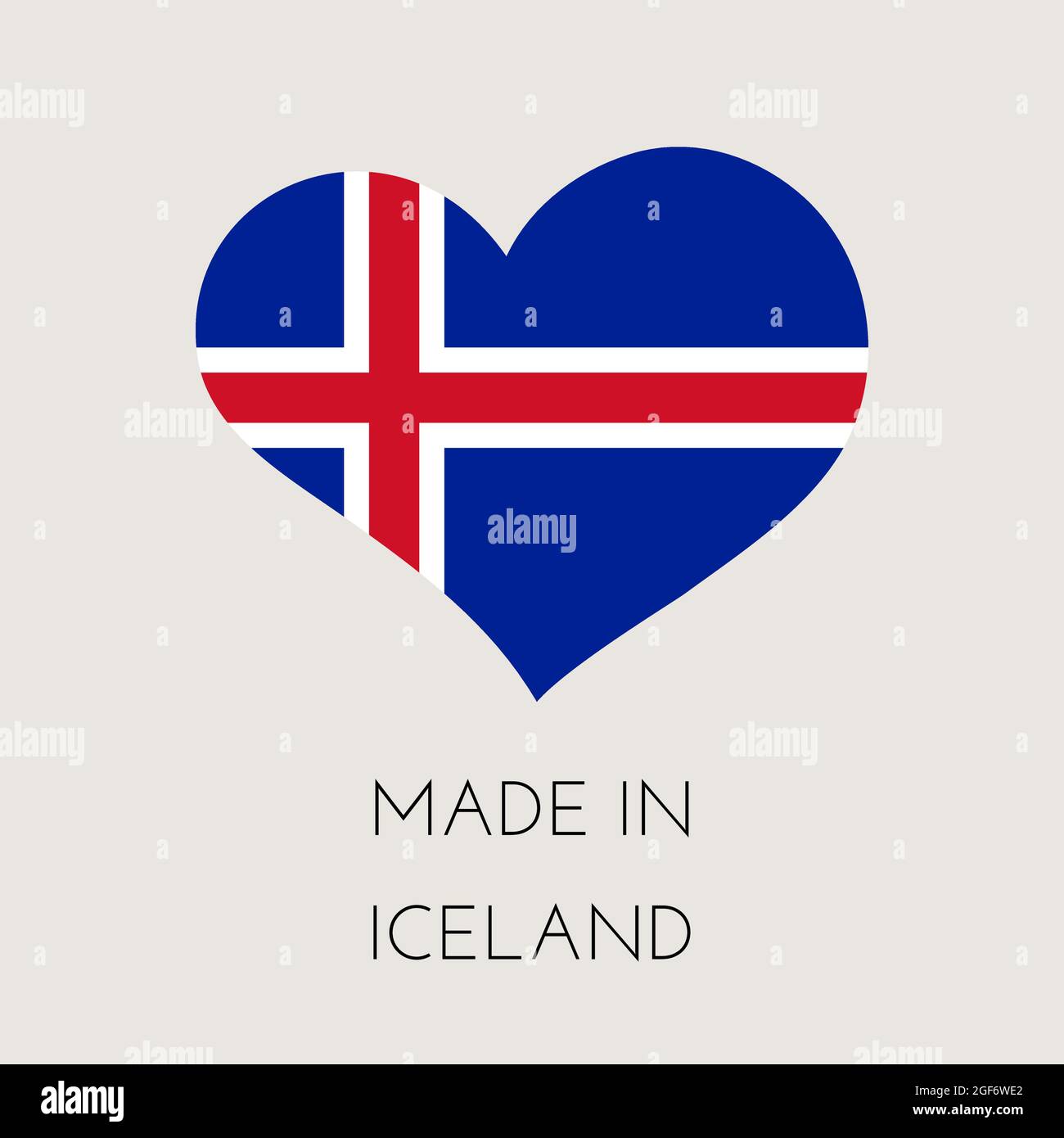 Heart shaped label with Icelandic flag. Made in Iceland Sticker ...