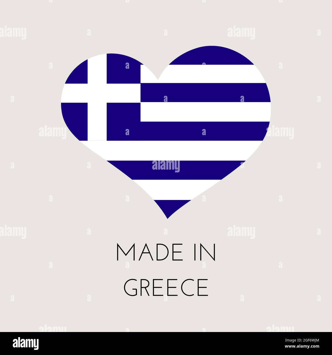 Heart shaped label with Greek flag. Made in Greece Sticker. Factory ...