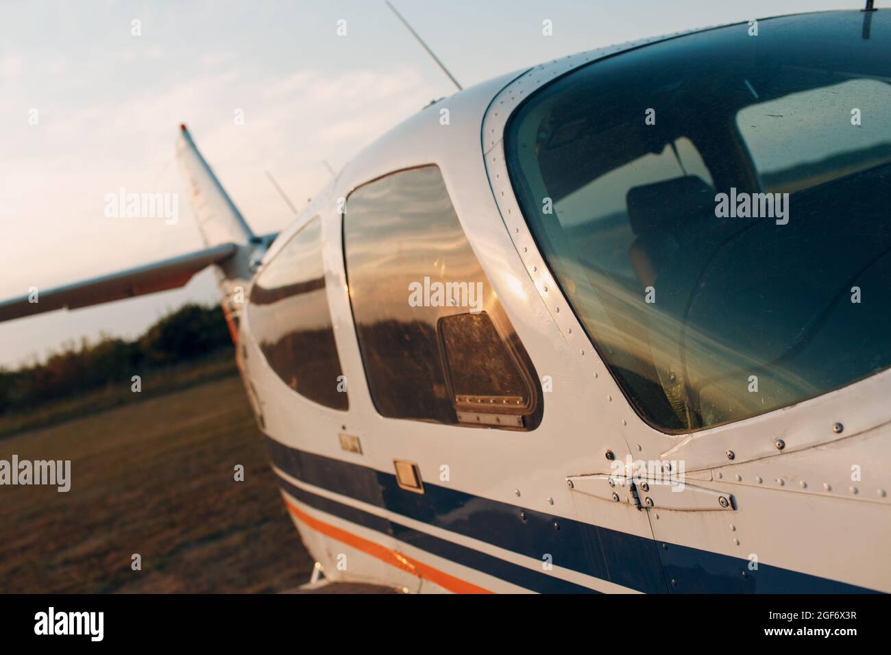 RUSSIA, MOSCOW - AUGUST 1, 2020: Small private single engine propeller ...
