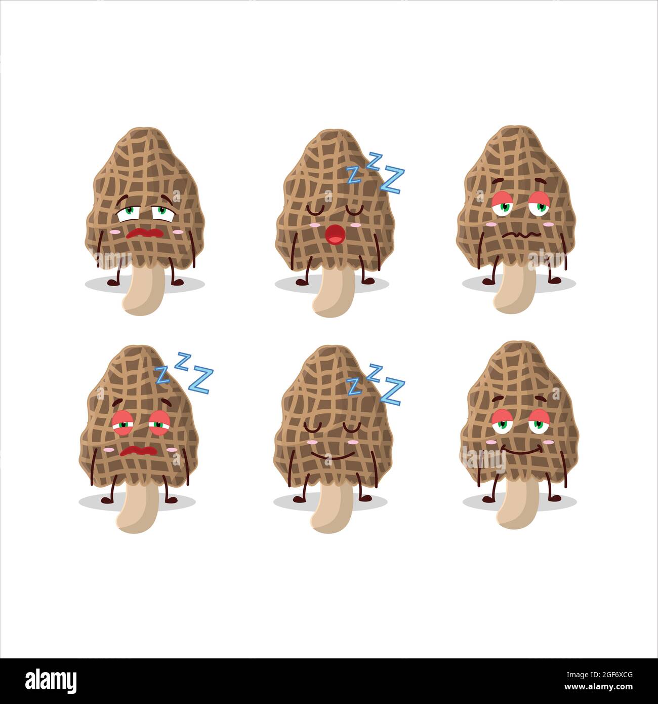 Cartoon character of morel with sleepy expression. Vector illustration ...