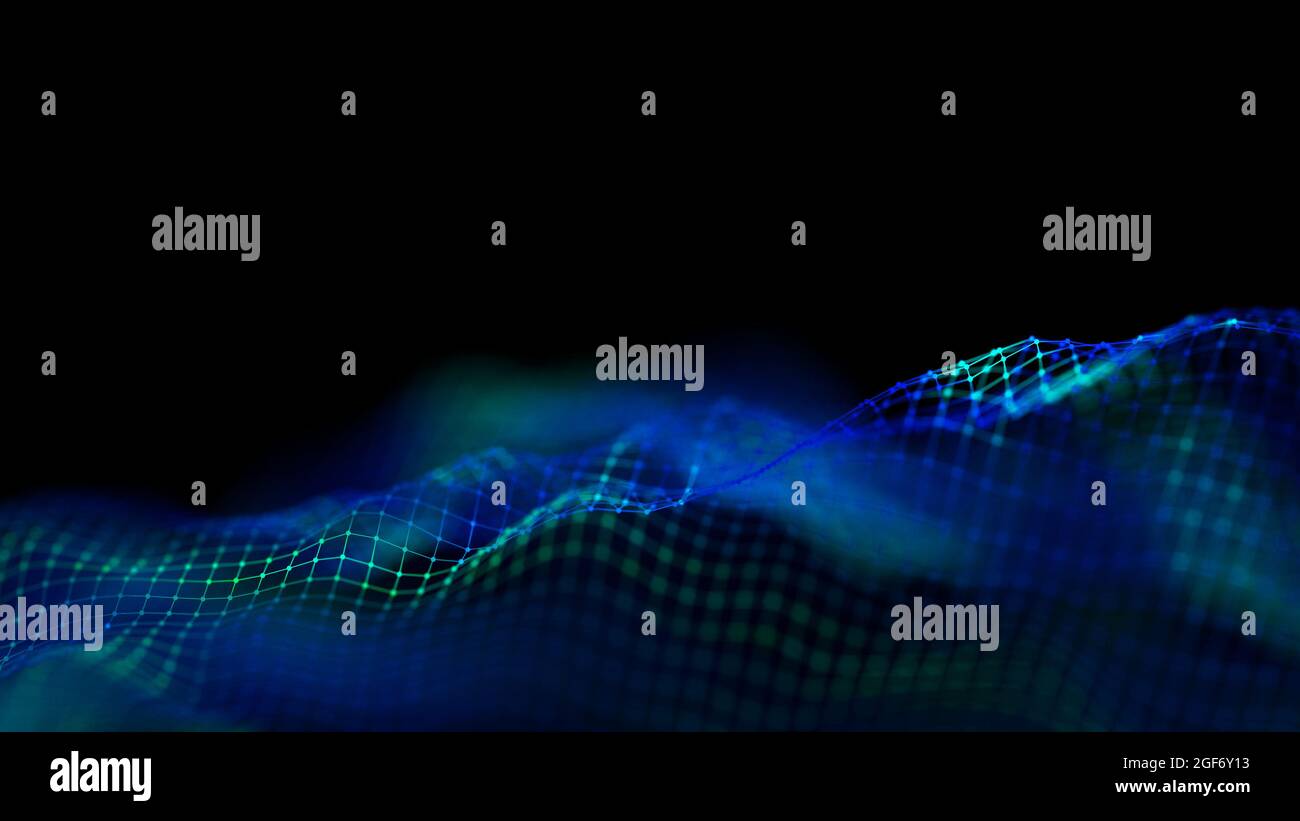 Modern blue technology wave. Led soft focus background. Neon light big ...