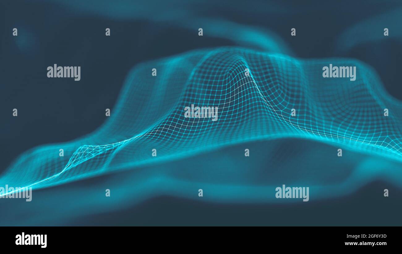 Modern blue technology wave. Led soft focus background. Neon light big ...
