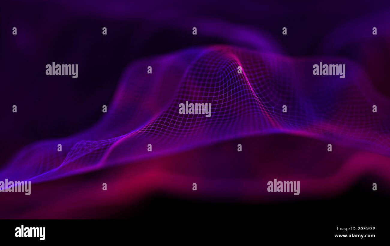 Purple technology music wave background. Neon red light Stock Photo - Alamy