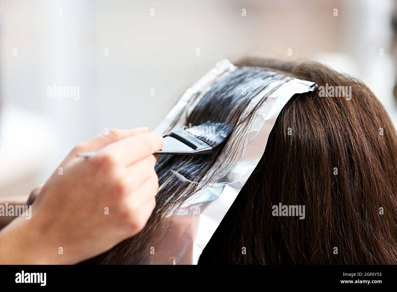 Professional hairdresser coloring hair Stock Photo - Alamy