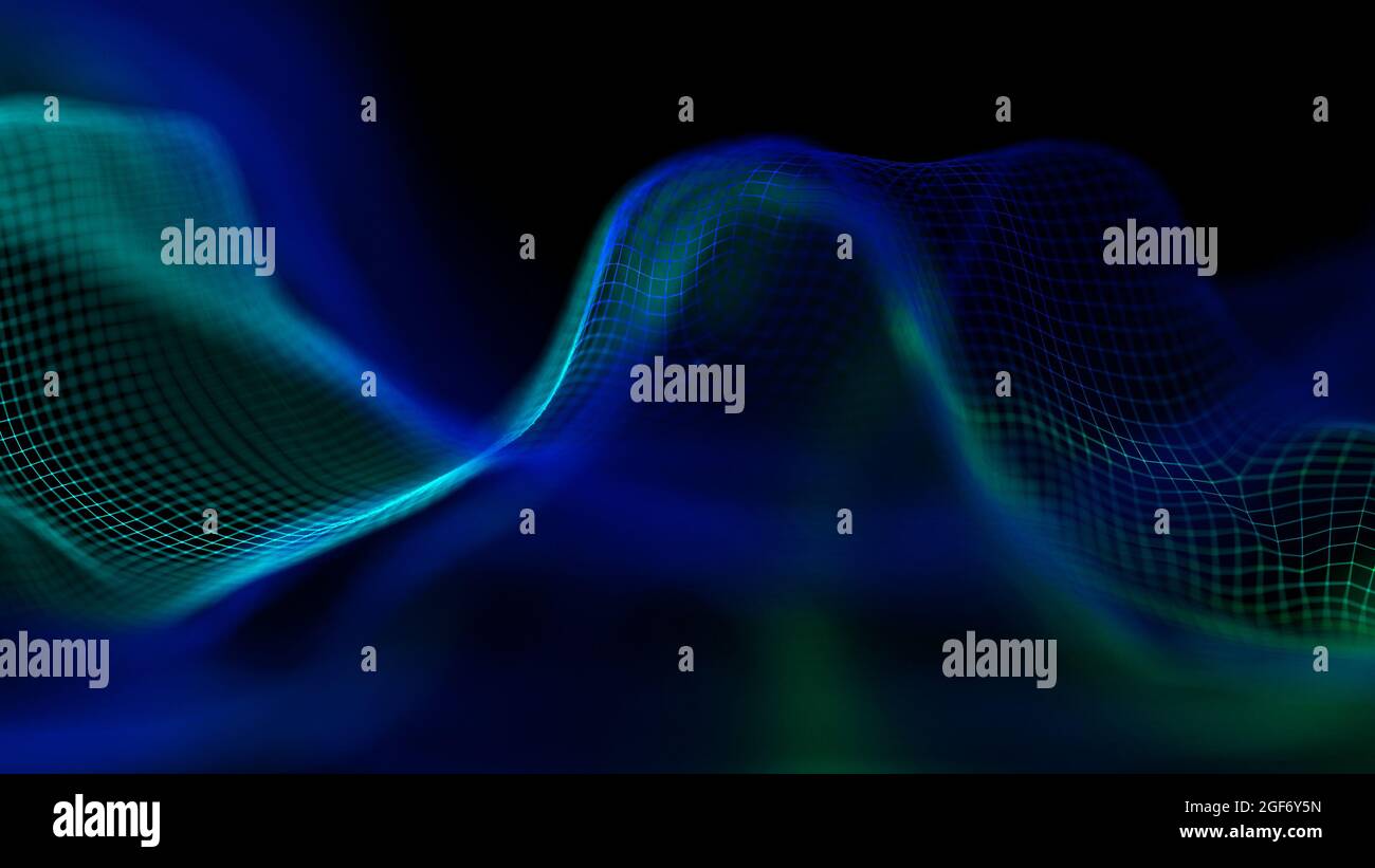 Modern blue technology wave. Led soft focus background. Neon light big ...