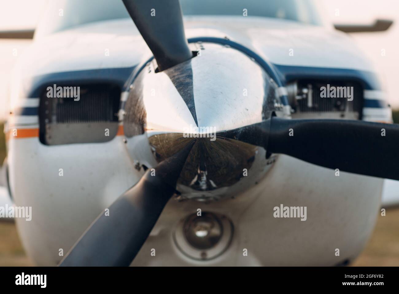 Airplane Motor with Propeller Blades and air intake Stock Photo - Alamy