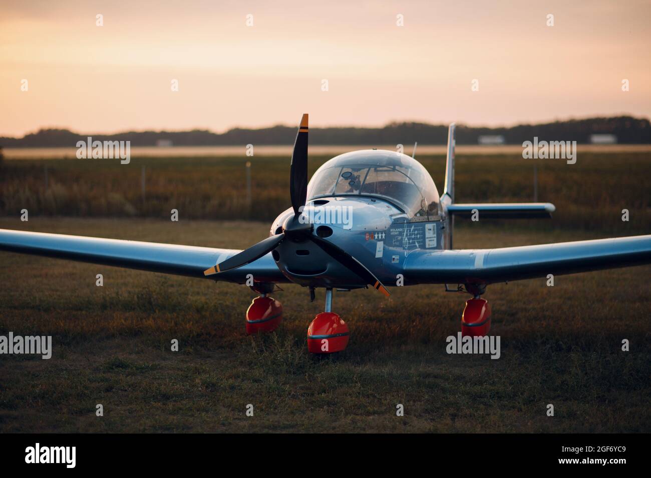 RUSSIA, MOSCOW - AUGUST 1, 2020: Small private single engine propeller ...
