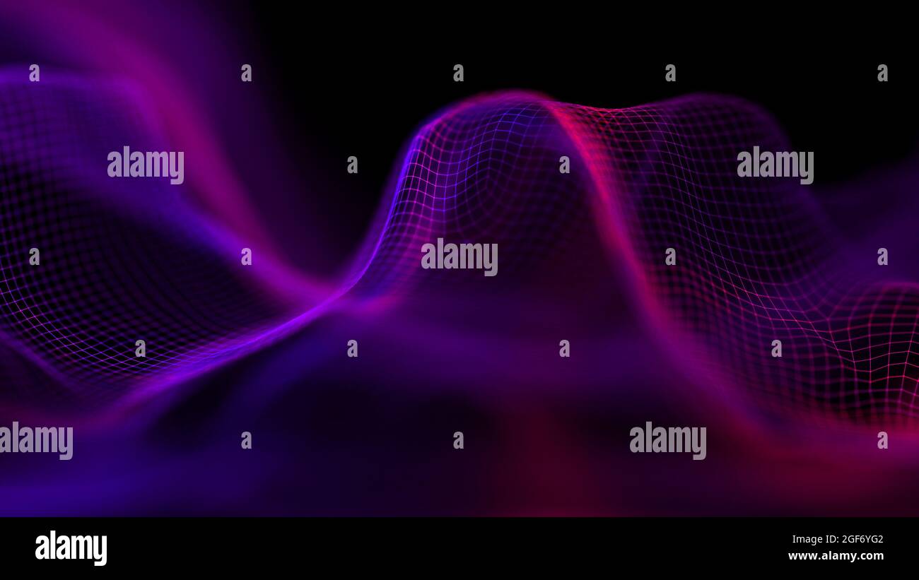 Purple technology music wave background. Neon red light Stock Photo - Alamy