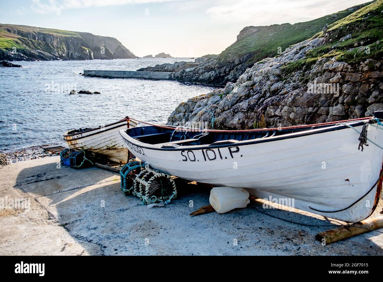 AN PORT, COUNTY DONEGAL, IRELAND - AUGUST 11 2021 : Vessels lying at ...