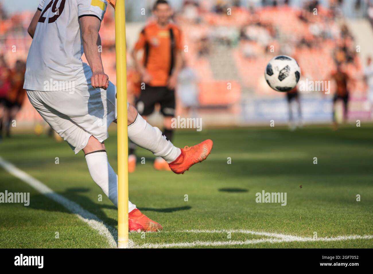 Player takes the corner during professional football match Stock Photo ...