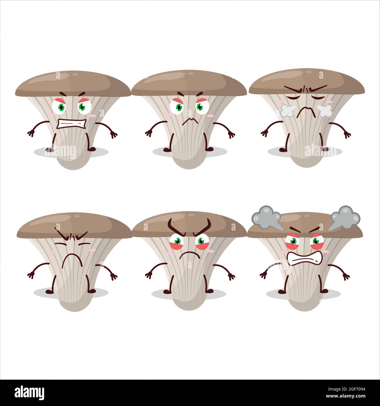 Oyster mushrooms cartoon character with various angry expressions ...