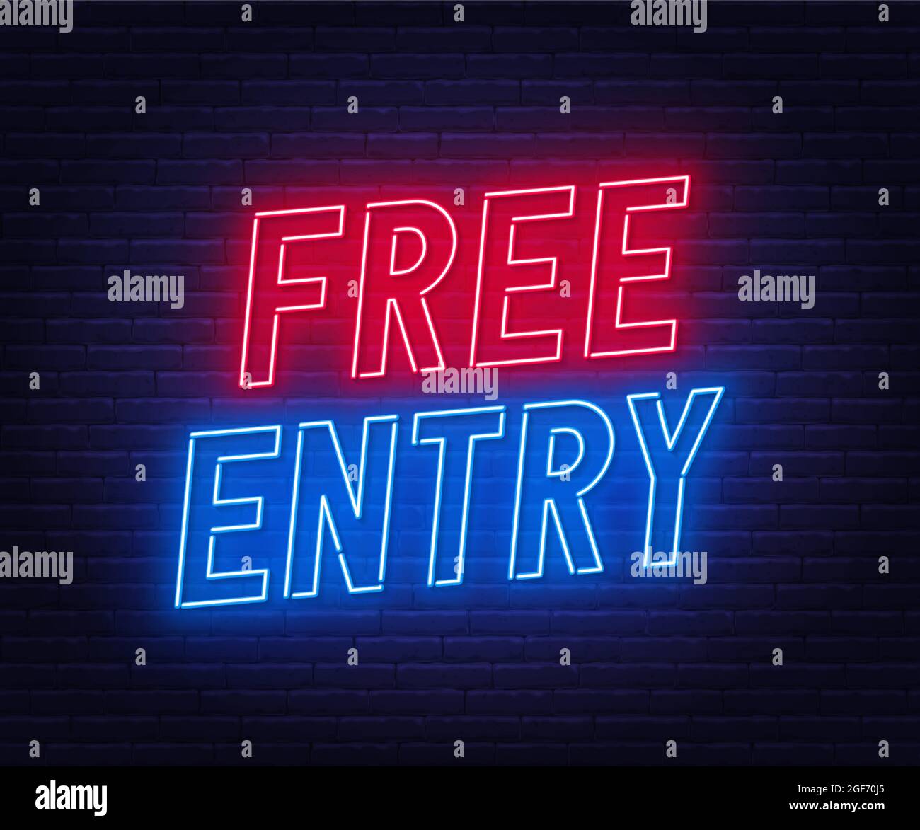 Neon sign free entry on brick wall background Stock Vector Image & Art ...